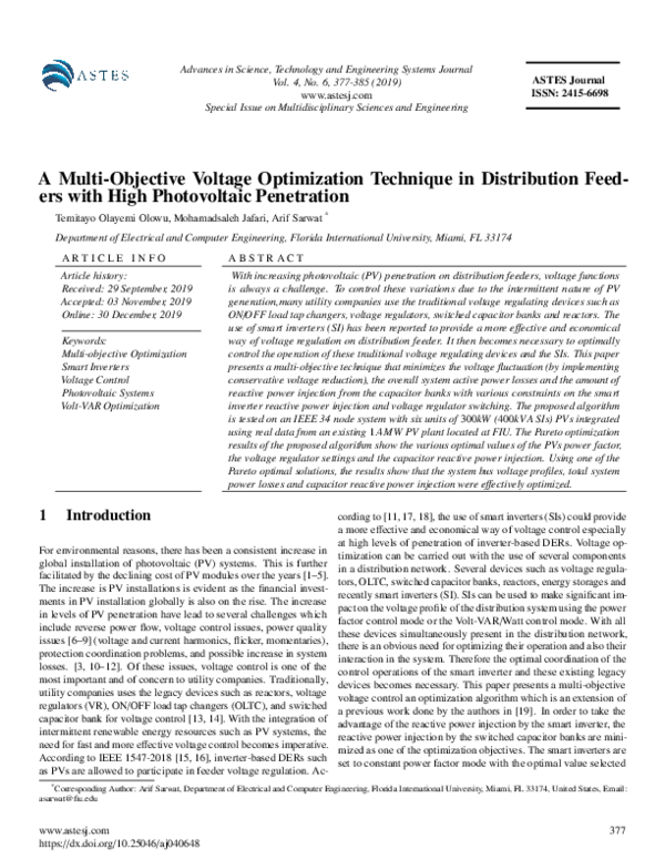 (PDF) Multi-Objective Voltage Optimization for PV Systems