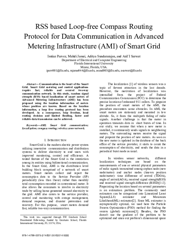 (PDF) RSS based loop-free compass routing protocol for data communication in advanced metering ...