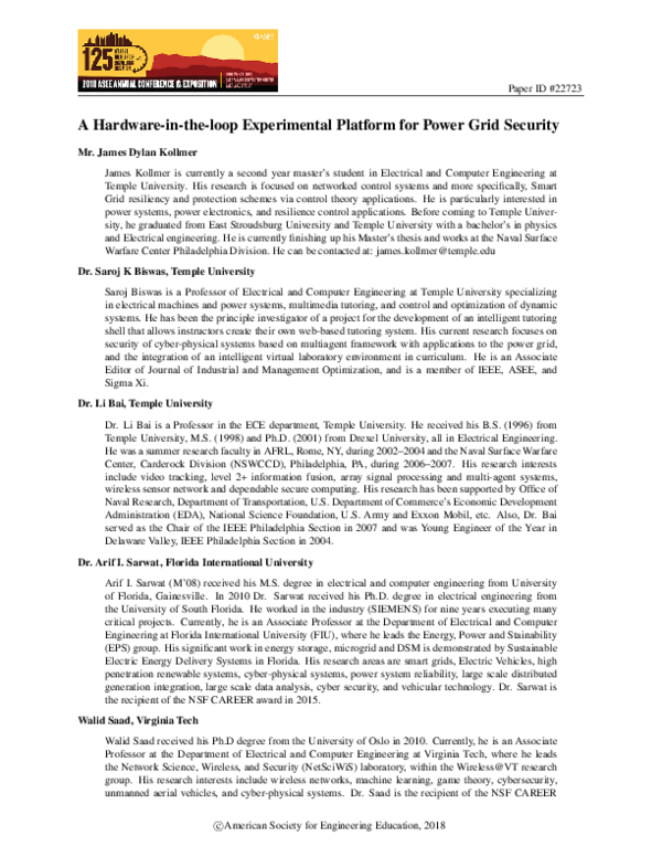 (PDF) A Hardware-in-the-loop Experimental Platform for Power Grid Security