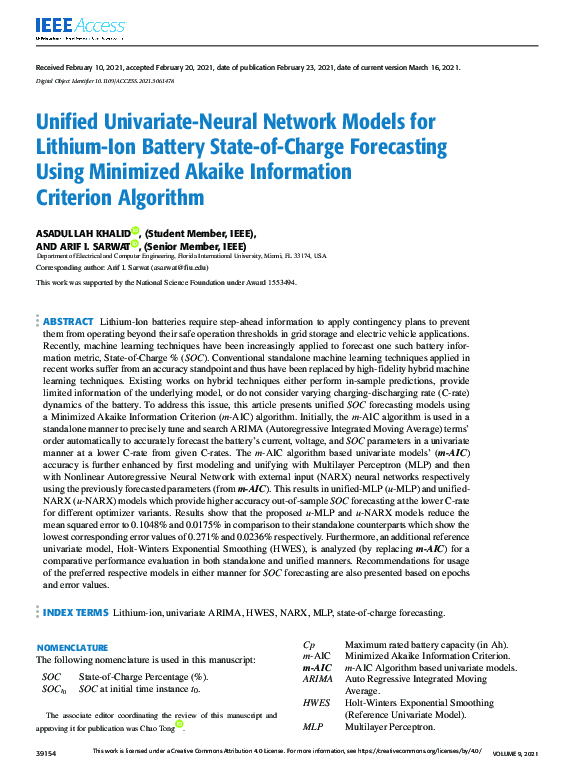(PDF) Unified Univariate-Neural Network Models for Lithium-Ion Battery State-of-Charge ...