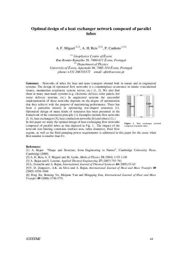 (PDF) Optimal design of a heat exchanger network composed of parallel tubes