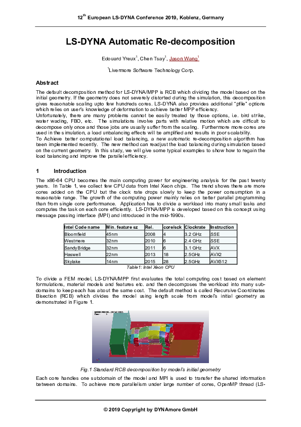 (PDF) LS-DYNA Automatic Re-decomposition