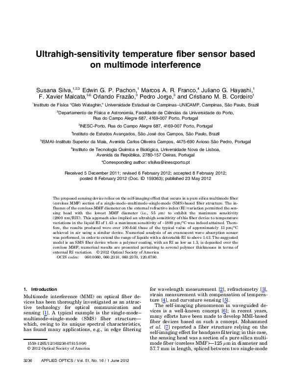 (PDF) Ultrahigh-sensitivity temperature fiber sensor based on multimode ...