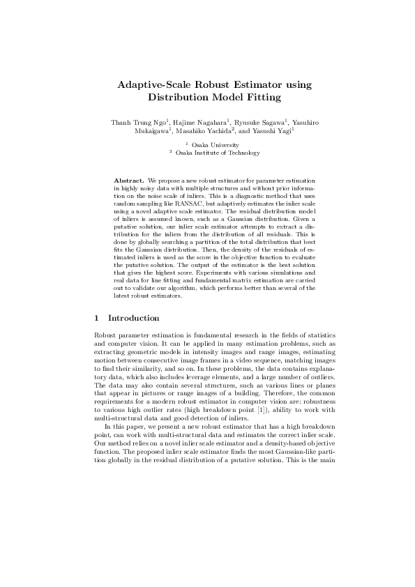 Pdf Adaptive Scale Robust Estimator Using Distribution Model Fitting