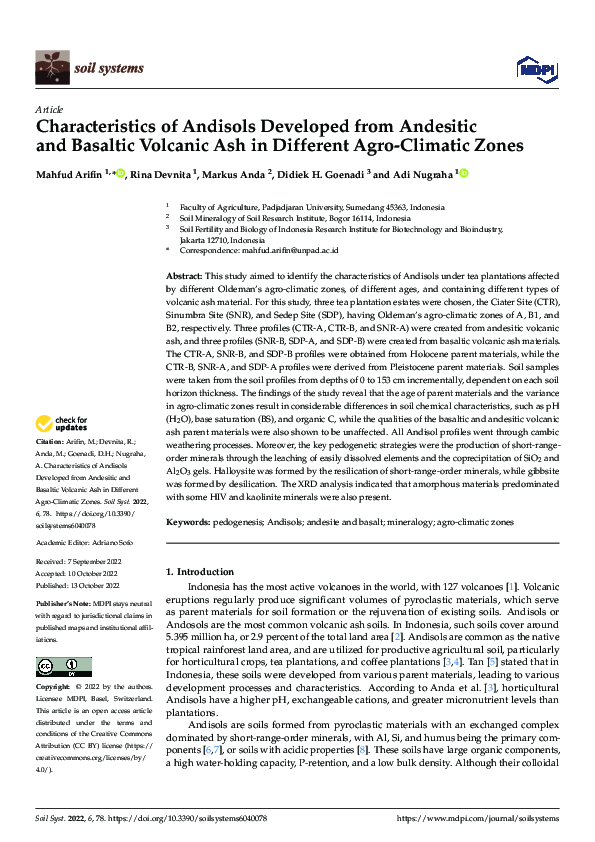 (PDF) Characteristics of Andisols Developed from Andesitic and Basaltic ...