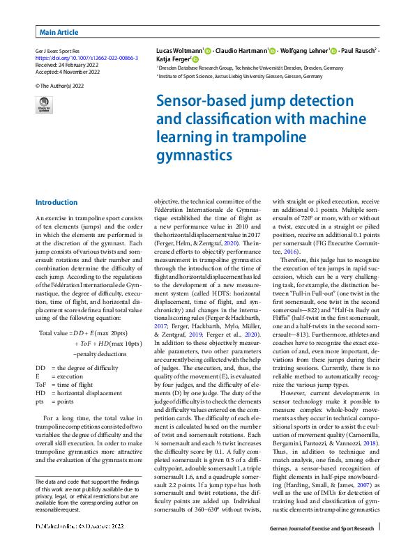 (PDF) Sensor-based jump detection and classification with machine ...