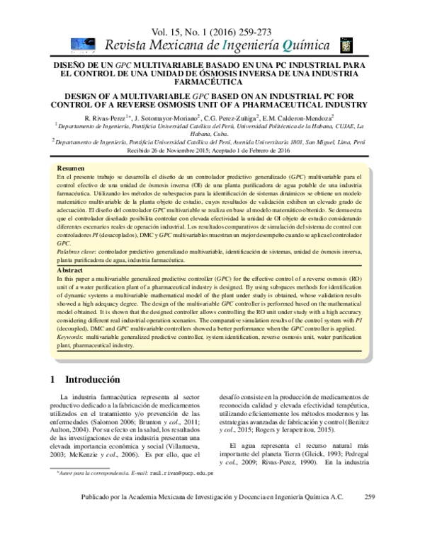 (PDF) Diseño de un GPC multivariable basado en una PC industrial para el control de una unidad ...