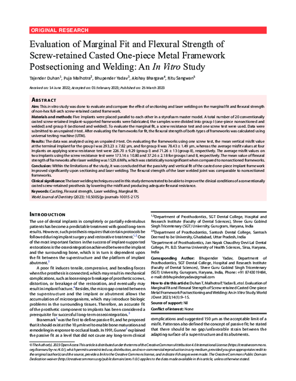 (PDF) Evaluation of Marginal Fit and Flexural Strength of Screw ...