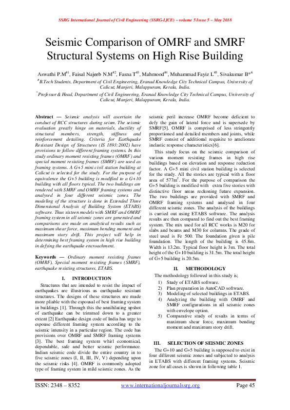 (PDF) Seismic Comparison of OMRF and SMRF Structural Systems on High Rise Building