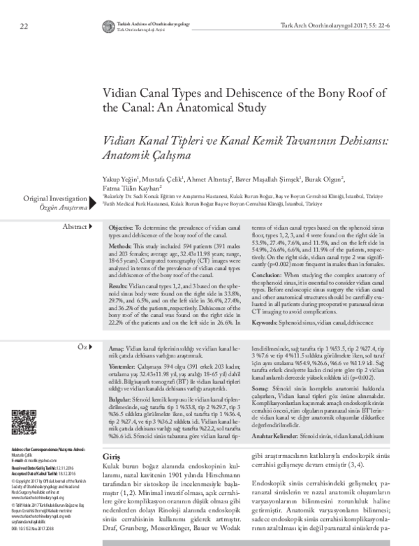(PDF) Vidian Canal Types and Dehiscence of the Bony Roof of the Canal ...