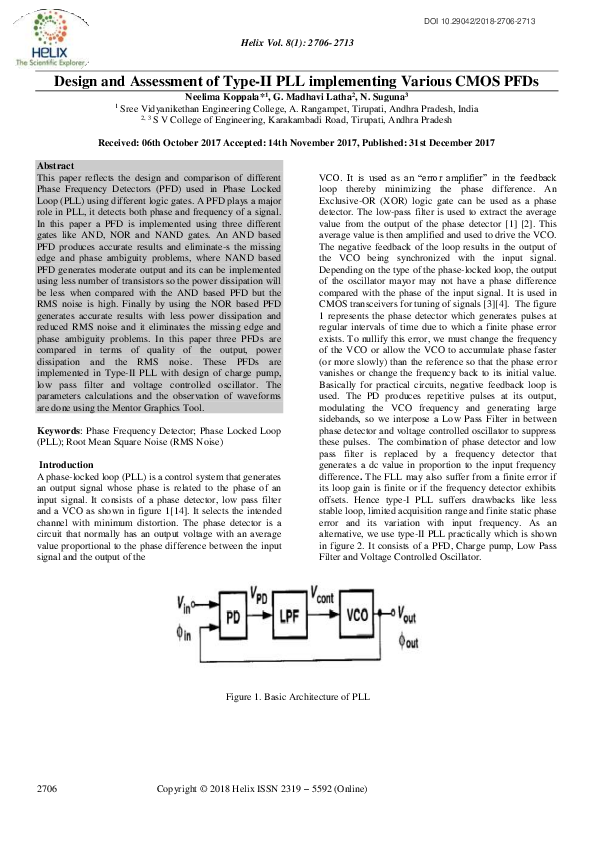 (PDF) Design and Assessment of Type-II PLL implementing Various CMOS PFDs