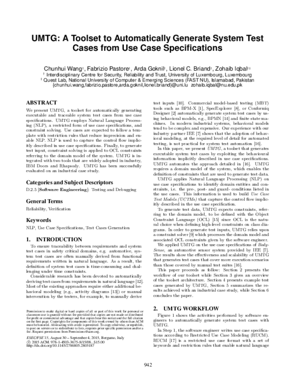 Pdf Automated Test Case Generation From Use Case Specifications