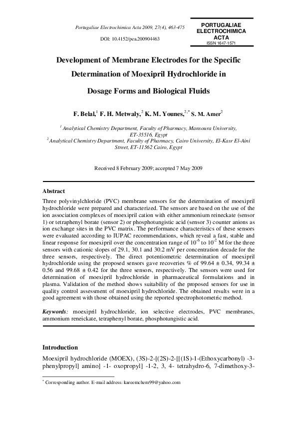 (PDF) Development of Membrane Electrodes for the Specific Determination ...