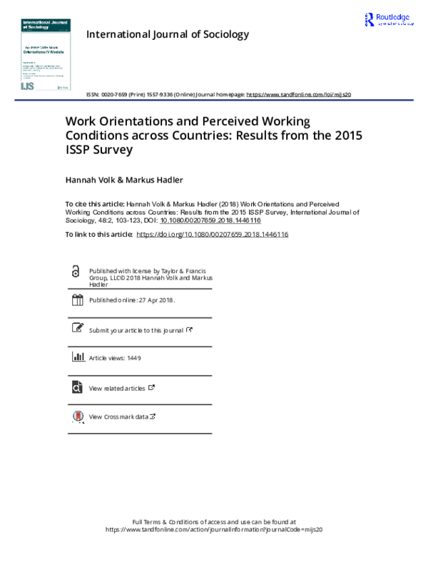 (PDF) Work Orientations and Perceived Working Conditions across ...