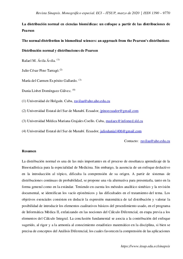 (PDF) La distribución normal en ciencias biomédicas: un enfoque a partir de las distribuciones ...