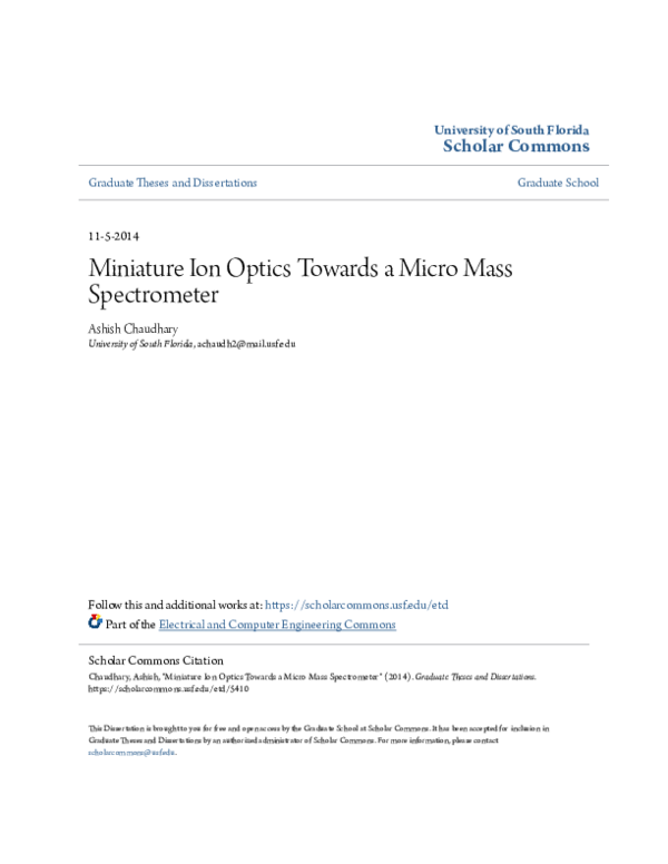 (PDF) Miniature Ion Optics Towards a Micro Mass Spectrometer