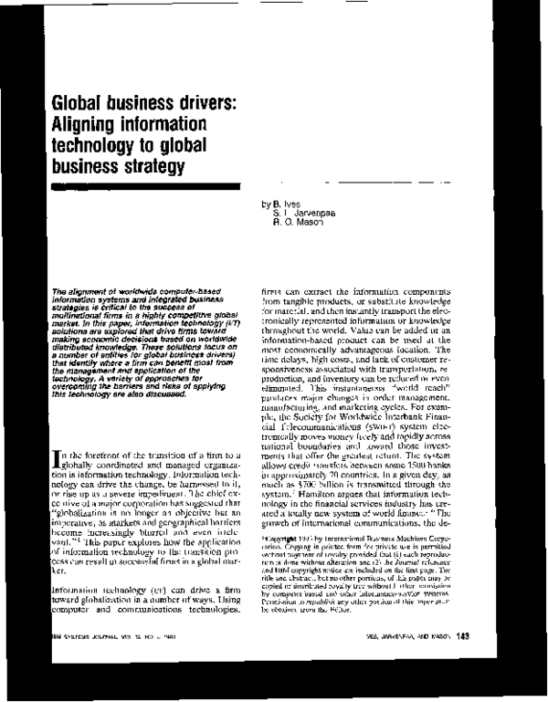 (PDF) Global business drivers: Aligning information technology to ...
