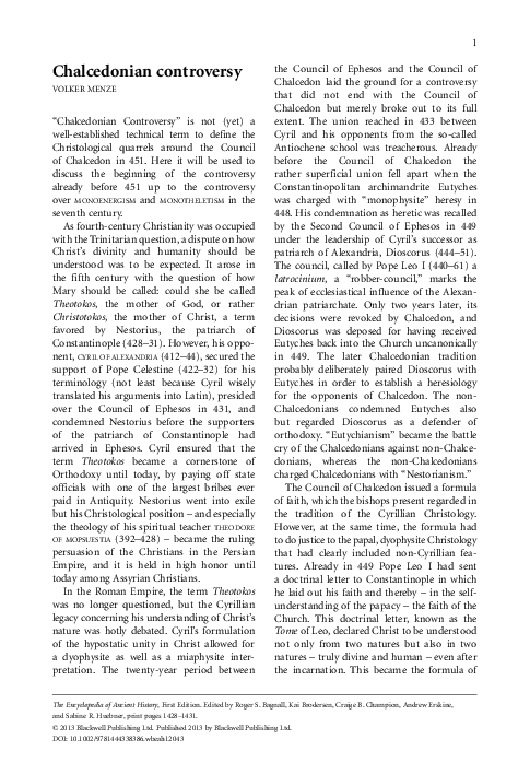 (PDF) Chalcedonian controversy