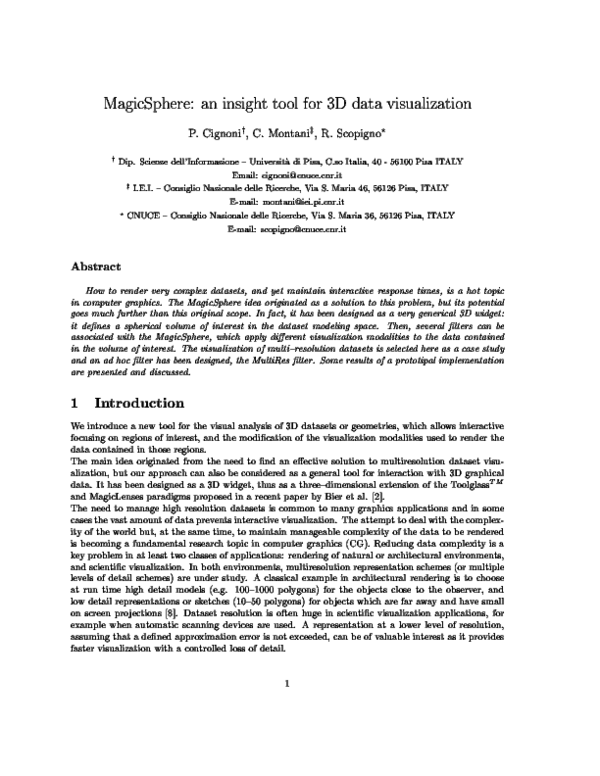 (PDF) Magicsphere: an insight tool for 3D data visualization | Roberto Scopigno - Academia.edu
