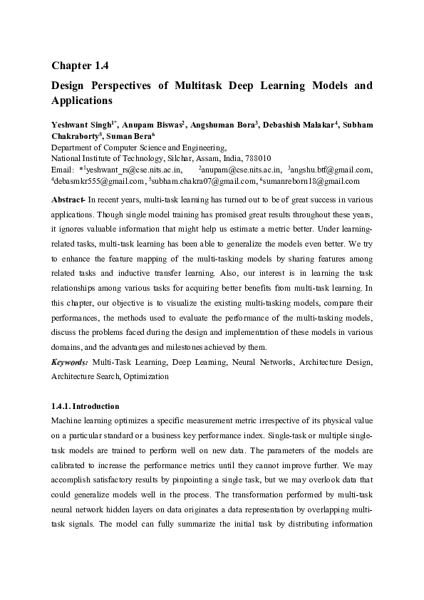 (PDF) Design Perspectives of Multitask Deep Learning Models and ...
