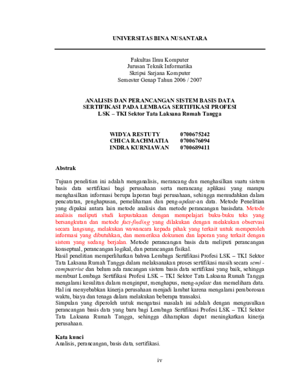 (PDF) Analisis Dan Perancangan Sistem Basis Data Sertifikasi Pada Lembaga Sertifikasi Profesi ...