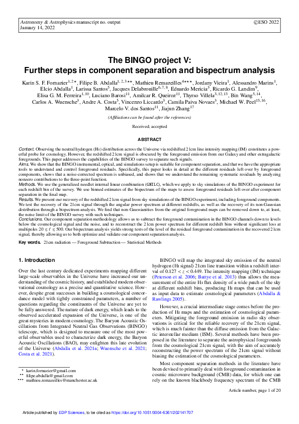(PDF) The BINGO project