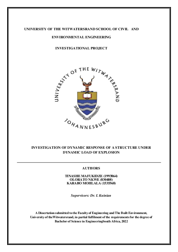 (PDF) DYNAMIC RESPONSE OF A STRUCTURE UNDER DYNAMIC LOAD OF EXPLOSION