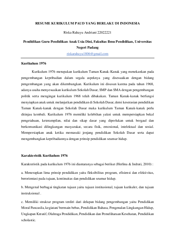 (PDF) RESUME KURIKULUM PAUD YANG BERLAKU DI INDONESIA