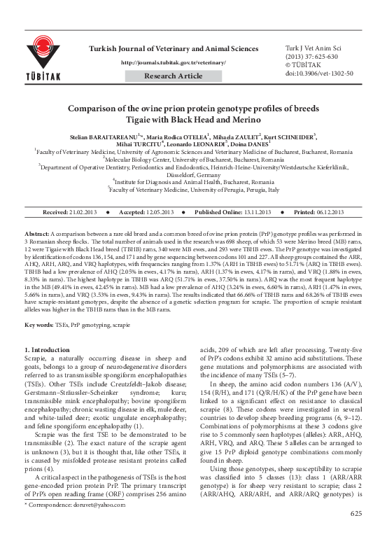 (PDF) Comparison of the ovine prion protein genotype profiles of breeds ...