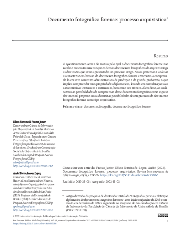 (PDF) Documento fotográfico forense: proceso archivístico