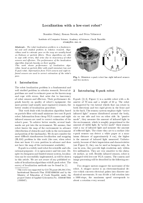 (PDF) Localization With a Low-cost Robot