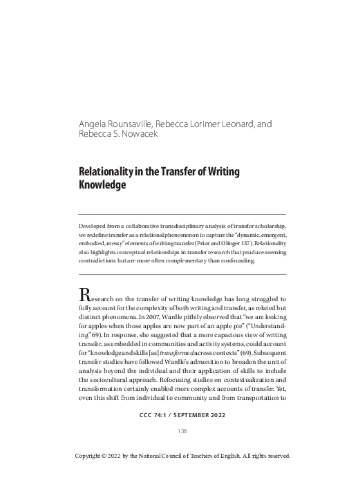 (PDF) Relationality in Knowledge Transfer