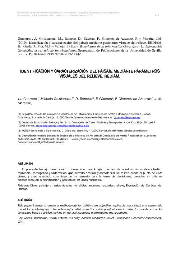 (PDF) Identificación y caracterización del paisaje mediante parámetros ...