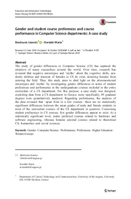 (PDF) Gender and student course preferences and course performance in ...