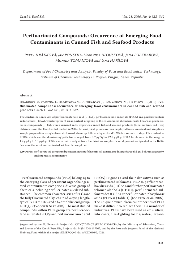 (PDF) Perfluorinated compounds: occurrence of emerging food ...