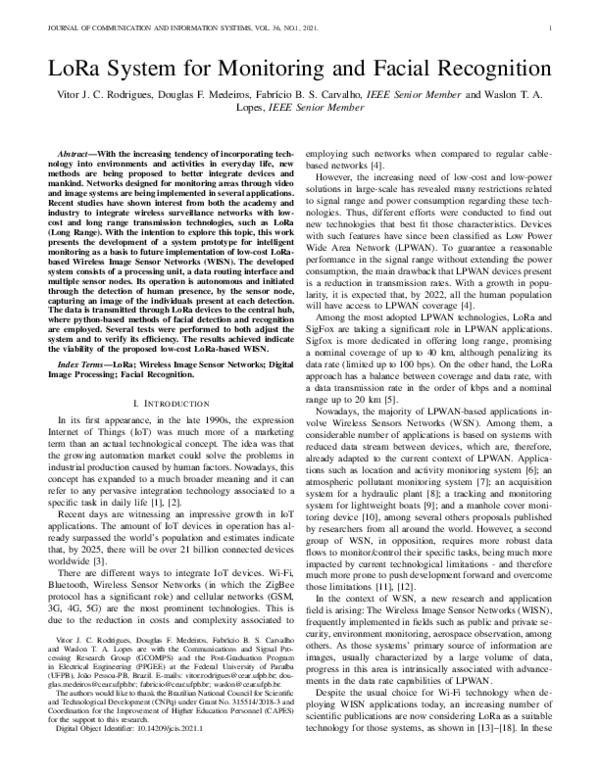 (PDF) LoRa System for Monitoring and Facial Recognition