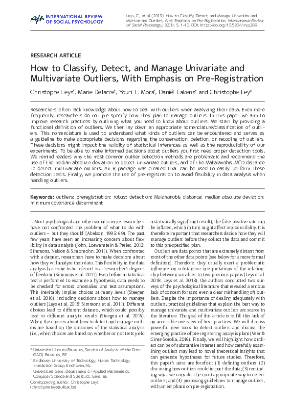 Pdf How To Classify Detect And Manage Univariate And Multivariate