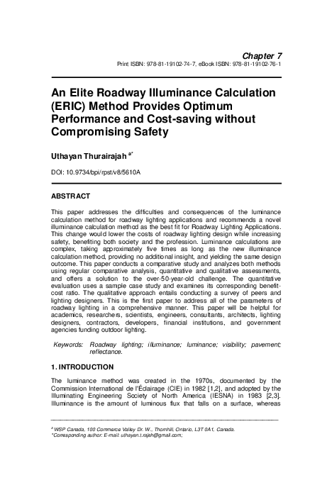 (PDF) An Elite Roadway Illuminance Calculation (ERIC) Method Provides ...