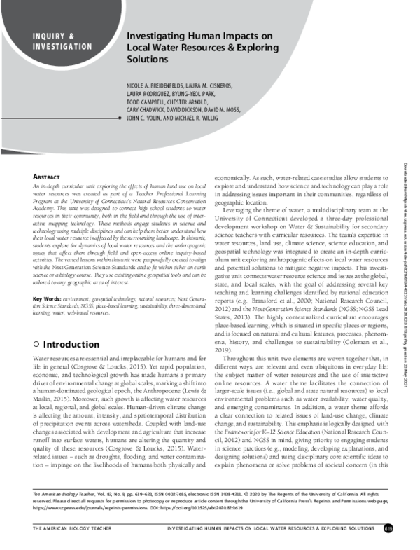 (PDF) Investigating Human Impacts on Local Water Resources Exploring ...