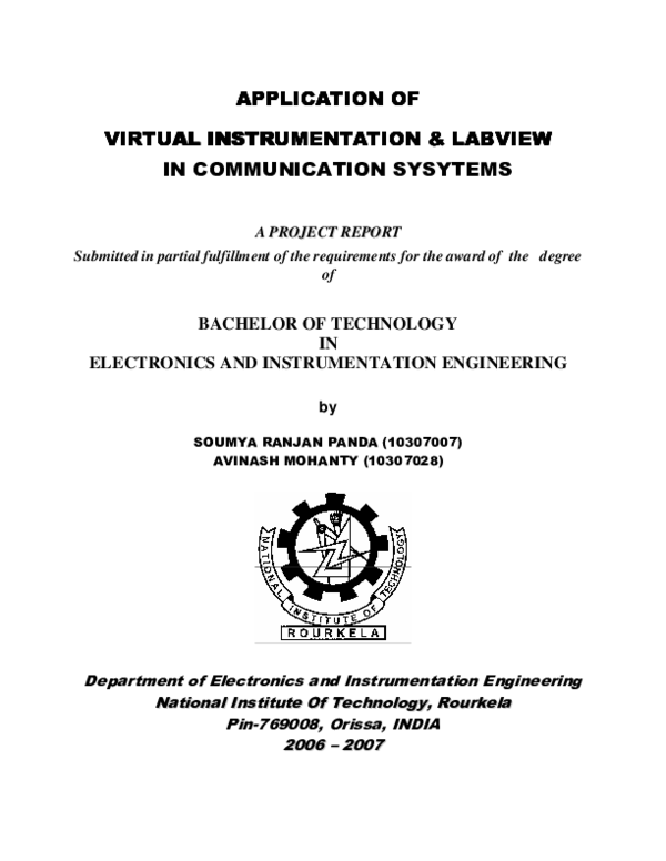 (PDF) Application of Virtual Implementation & Labview in Communication System