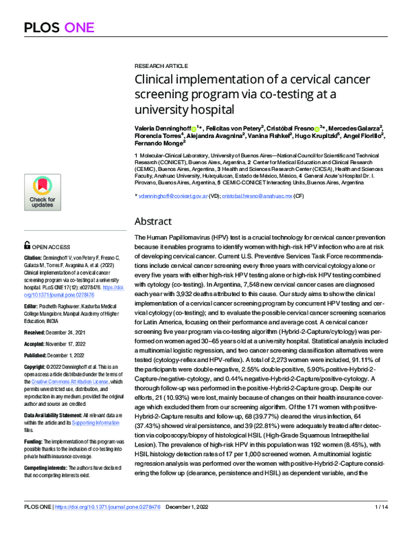 (PDF) Clinical implementation of a cervical cancer screening program ...