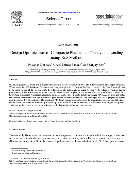 Pdf Design Optimization Of Composite Plate Under Transverse Loading Using Ritz Method