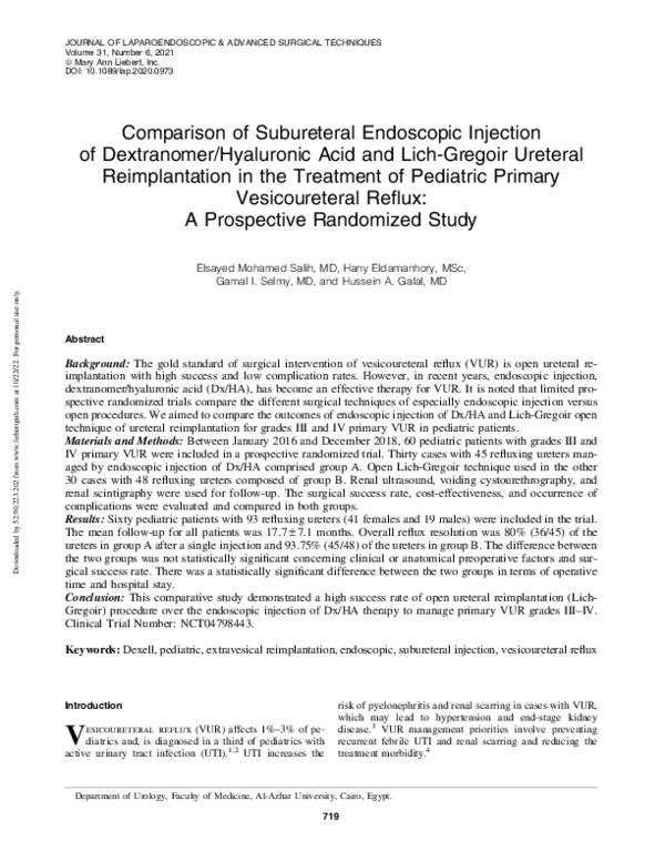 (PDF) Comparison of Subureteral Endoscopic Injection of Dextranomer ...