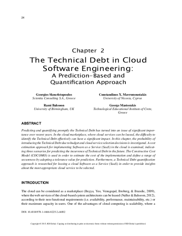 (PDF) The Technical Debt in Cloud Software Engineering