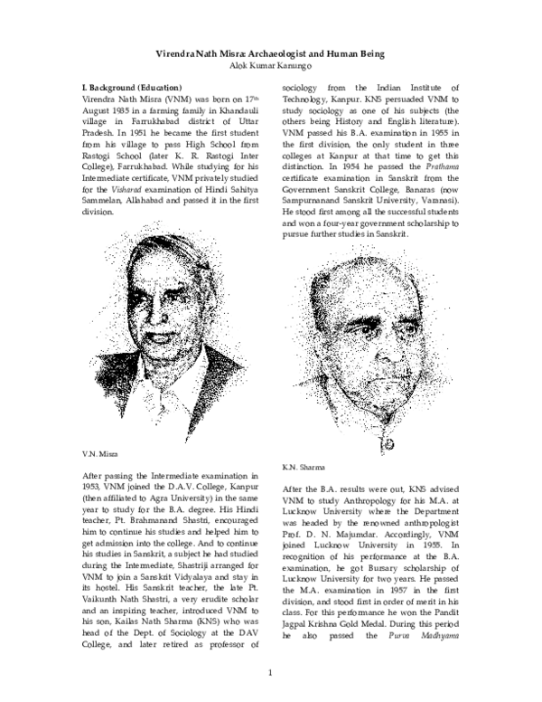 (PDF) V.N. Misra Archaeologist Human Being