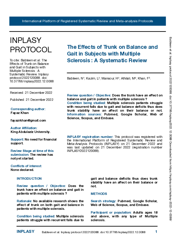 Pdf The Effects Of Trunk On Balance And Gait In Subjects With