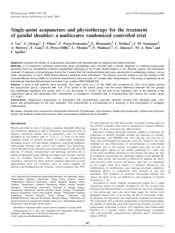 (PDF) Single-point acupuncture and physiotherapy for the treatment of ...
