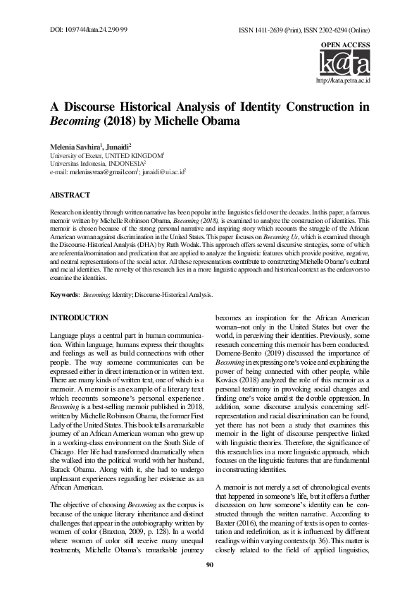 (PDF) A Discourse Historical Analysis of Identity Construction in ...