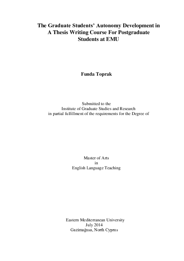 (PDF) The Graduate Students’ Autonomy Development in A Thesis Writing ...