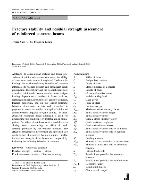 (PDF) Fracture stability and residual strength assessment of reinforced ...